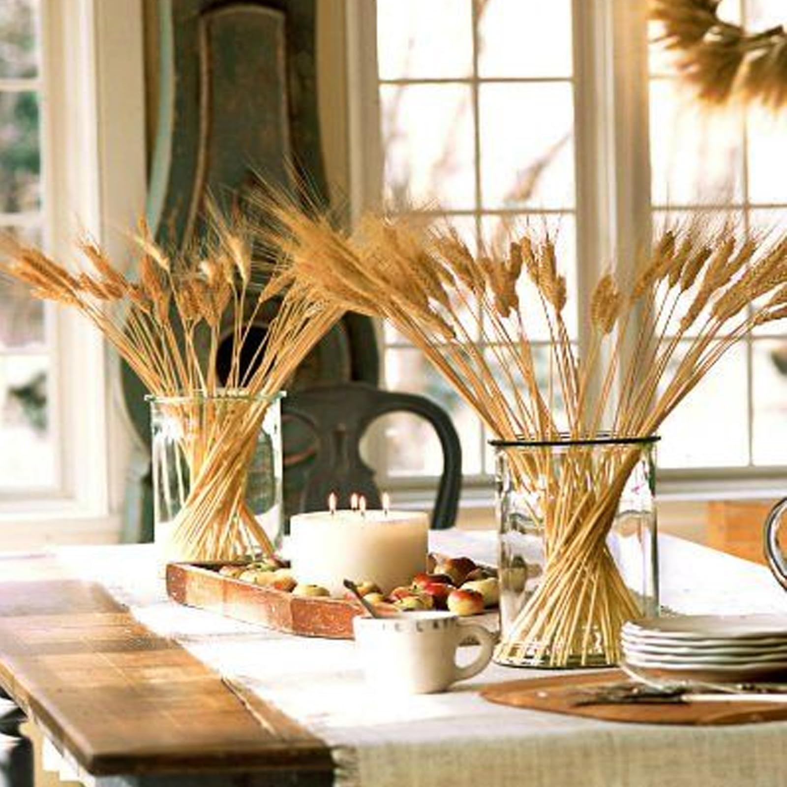 Wheat Centerpieces For Weddings Fall Inspired Wheat, Pumpkin And Pine