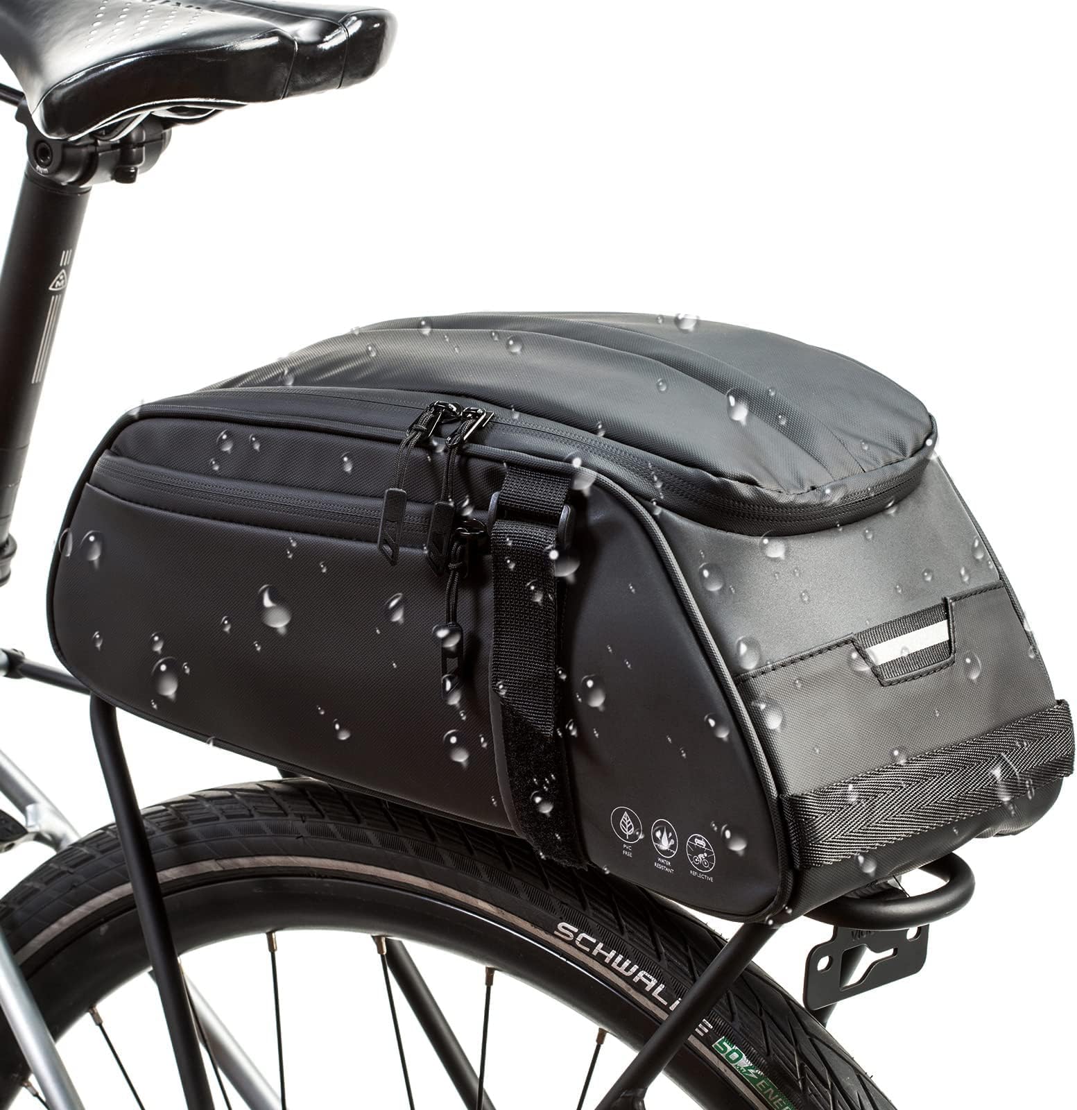 ZIMFANQI Bike Rear Bag Reflective,Waterproof Bicycle Pannier Rack Bag ...