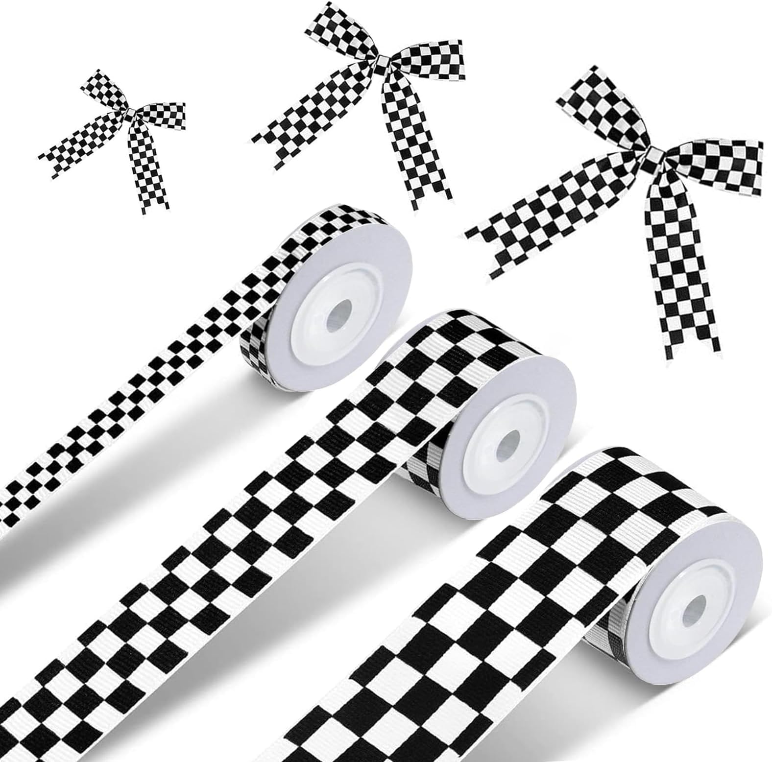 Amazon.com: Black and White Check Ribbon, 2.5" Wide x 10 Yards, Wired Edge