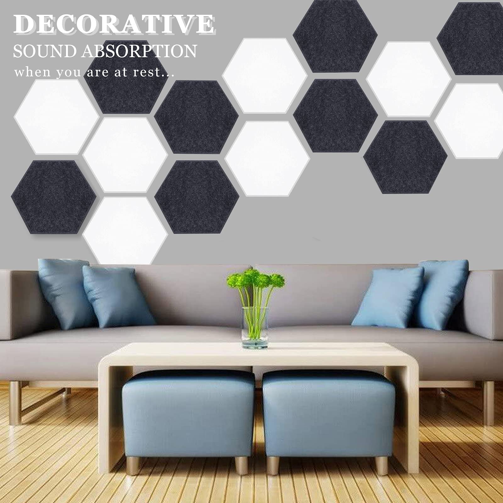 Buy BUBOS 6 Pack Hexagon Acoustic Panels Soundproof Wall Panels,14 X 13 ...