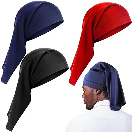 Amazon.com: 3 Pieces Satin Lined Dread Loc Cap Long Braid Cap Elastic ...