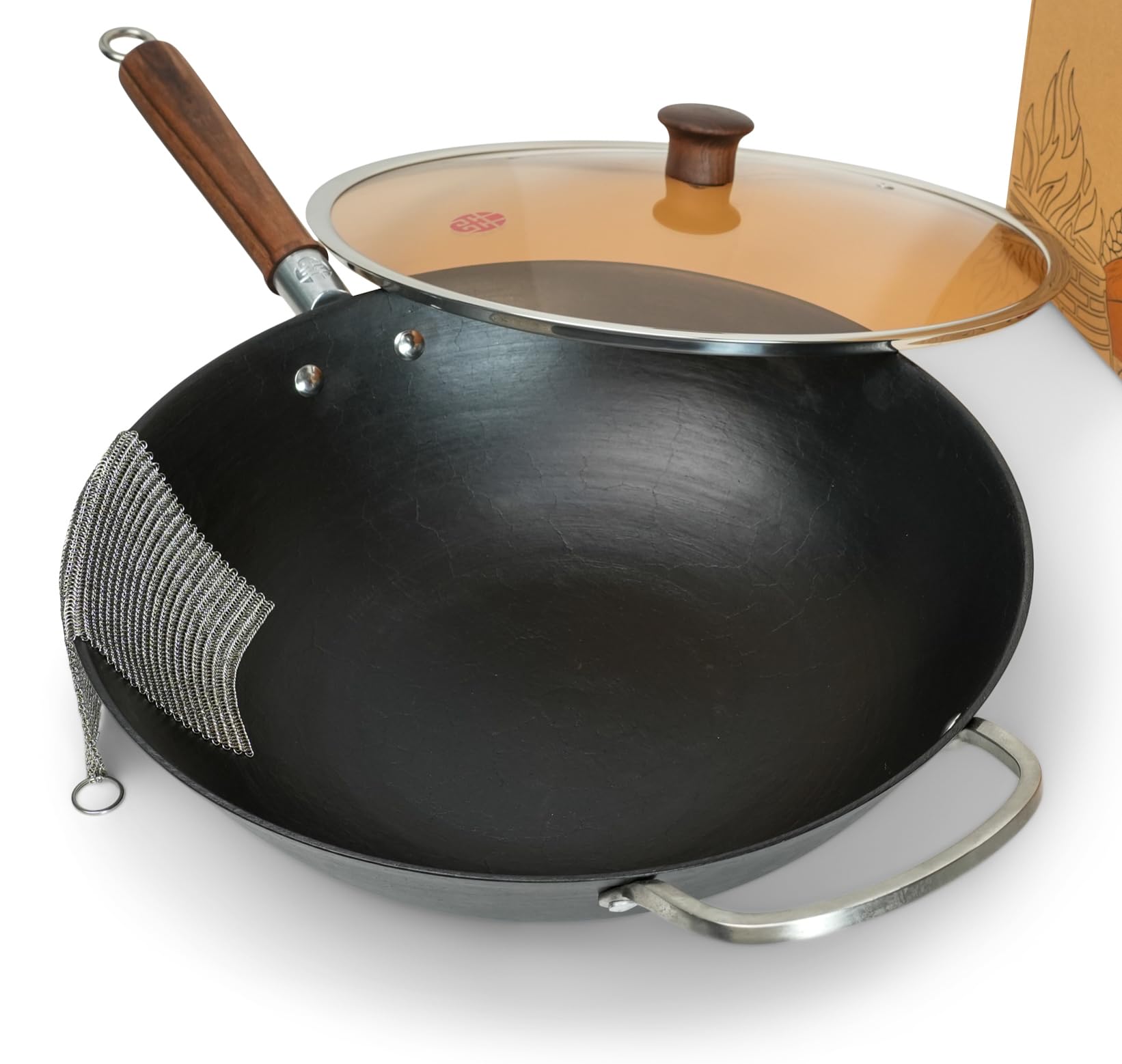 Amazon.com: Nomware premium 14-inch lightweight cast iron wok (includes ...