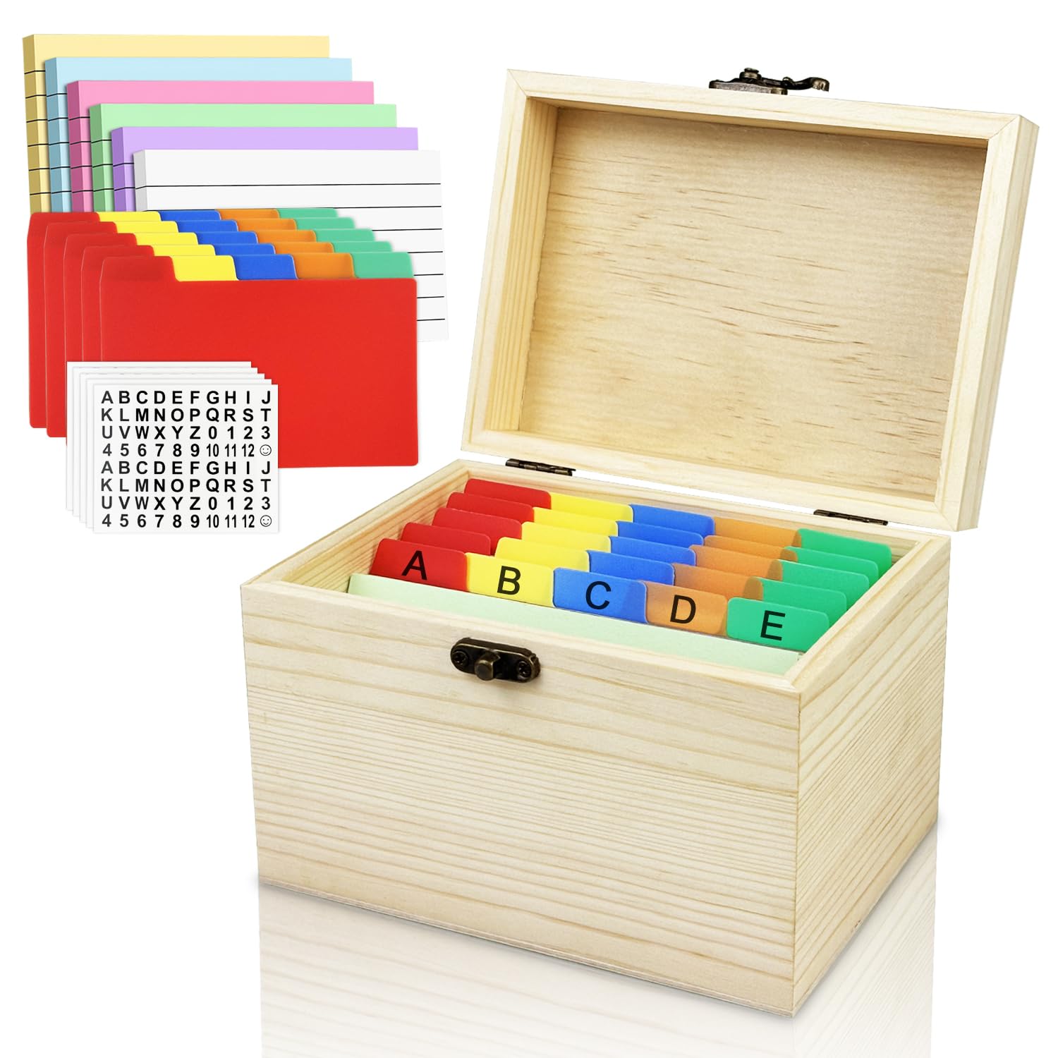 Amazon.com: SIHPTO Index Card Holder 3x5 Inches，Wooden Index Card ...