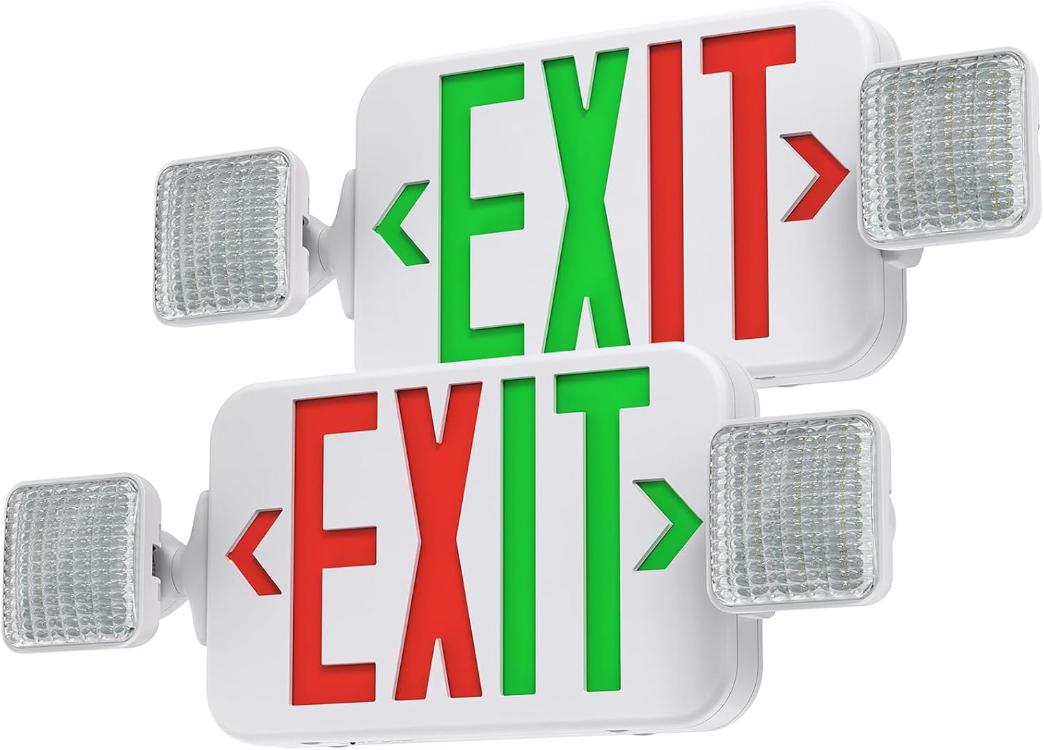 SASELUX Led Exit Sign Emergency Light Combo Adjustable Two Head ...