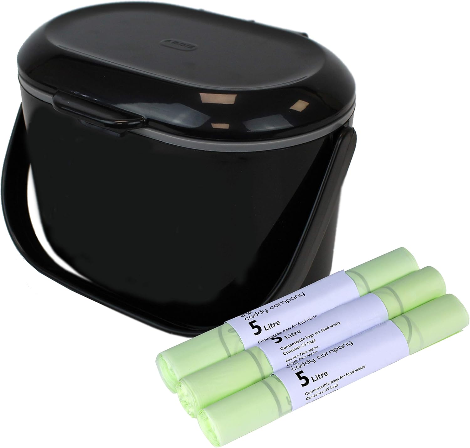 Addis Kitchen Compost Caddy – Black & Grey Food Waste Bin - 2.5L size ...