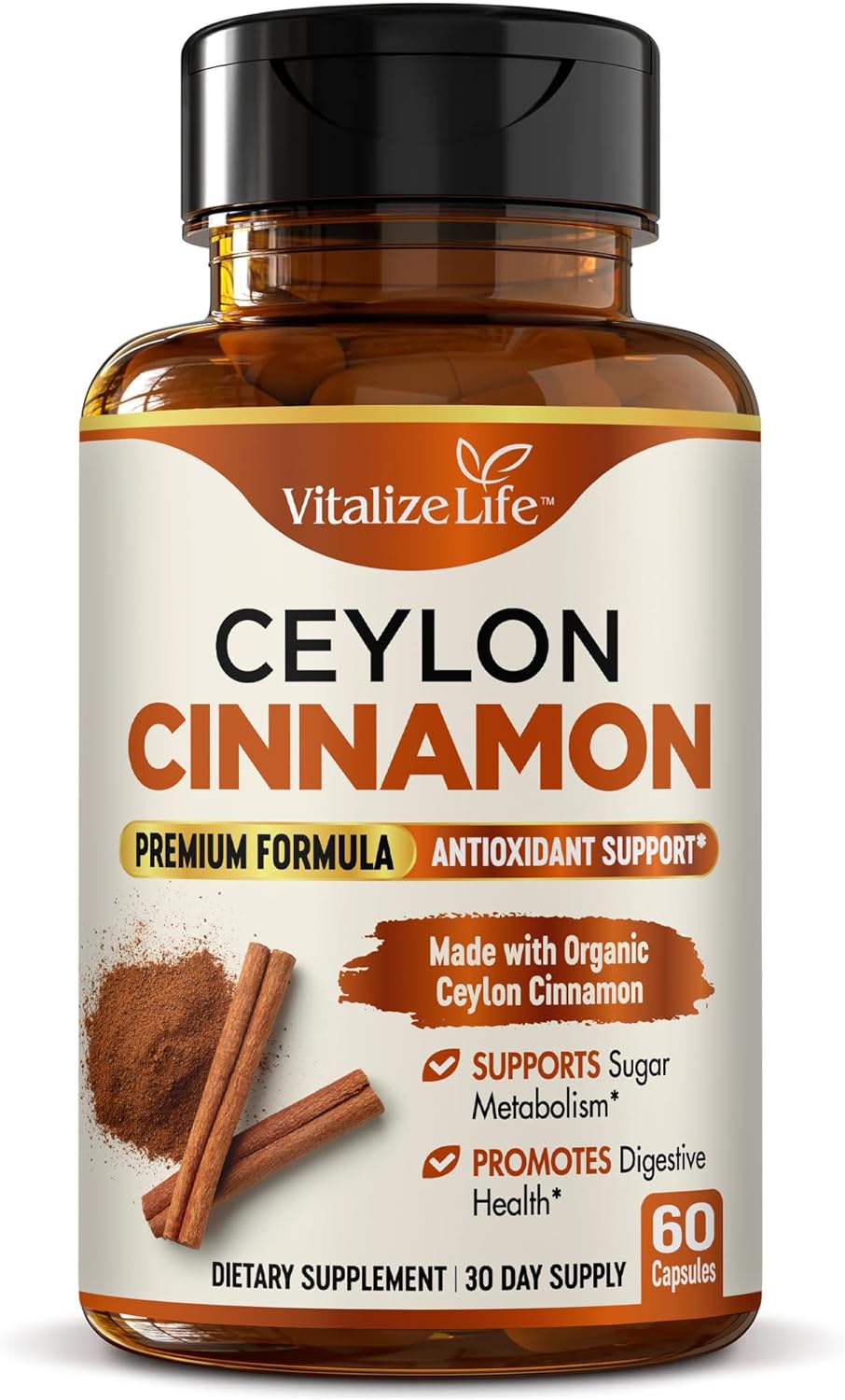 Amazon.com: Vitalize Life Ceylon Cinnamon Capsules 1200mg – Made in USA ...
