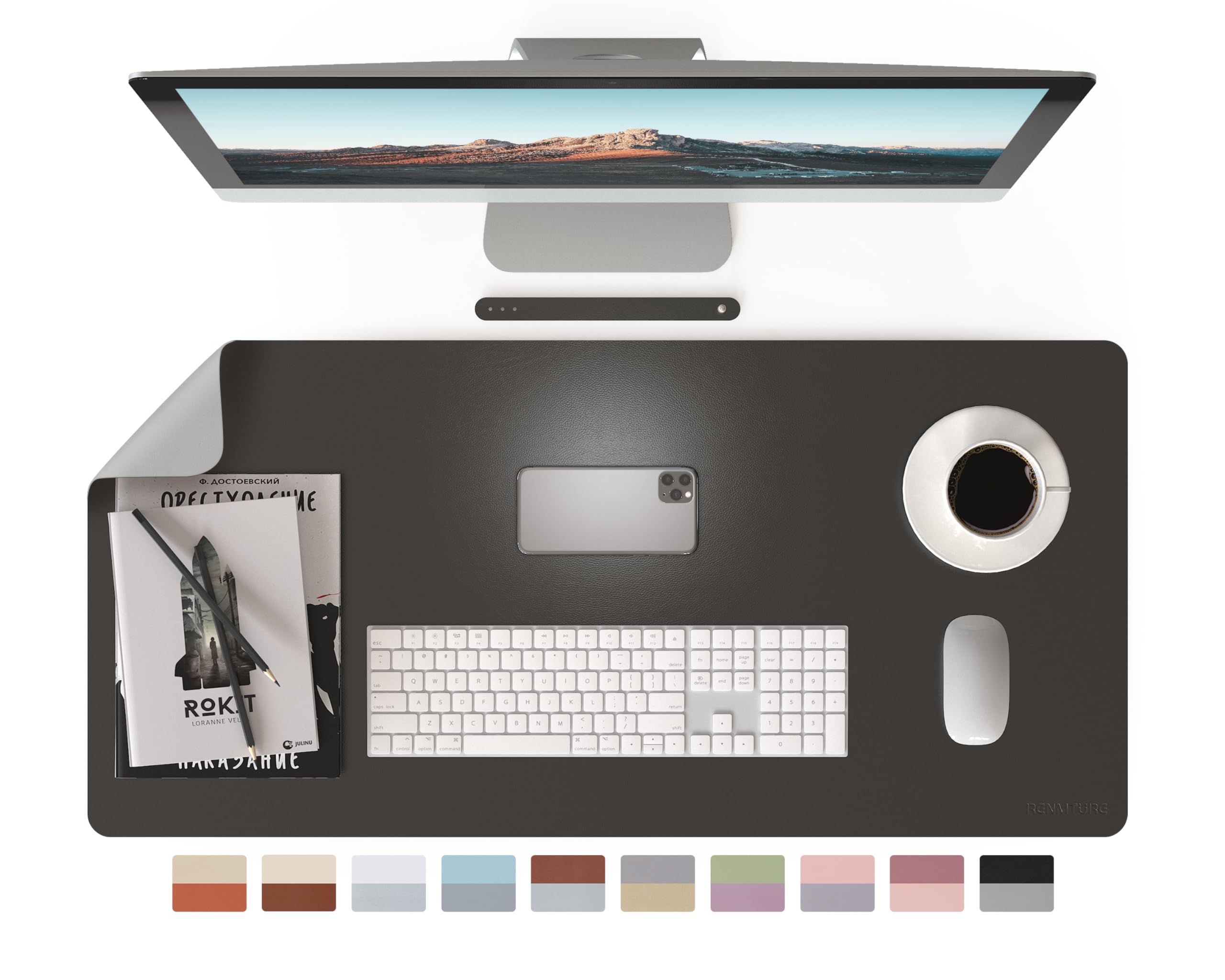 Amazon.com : RENMTURE Double-Sided Two-Tone Faux Leather Desk mat ...