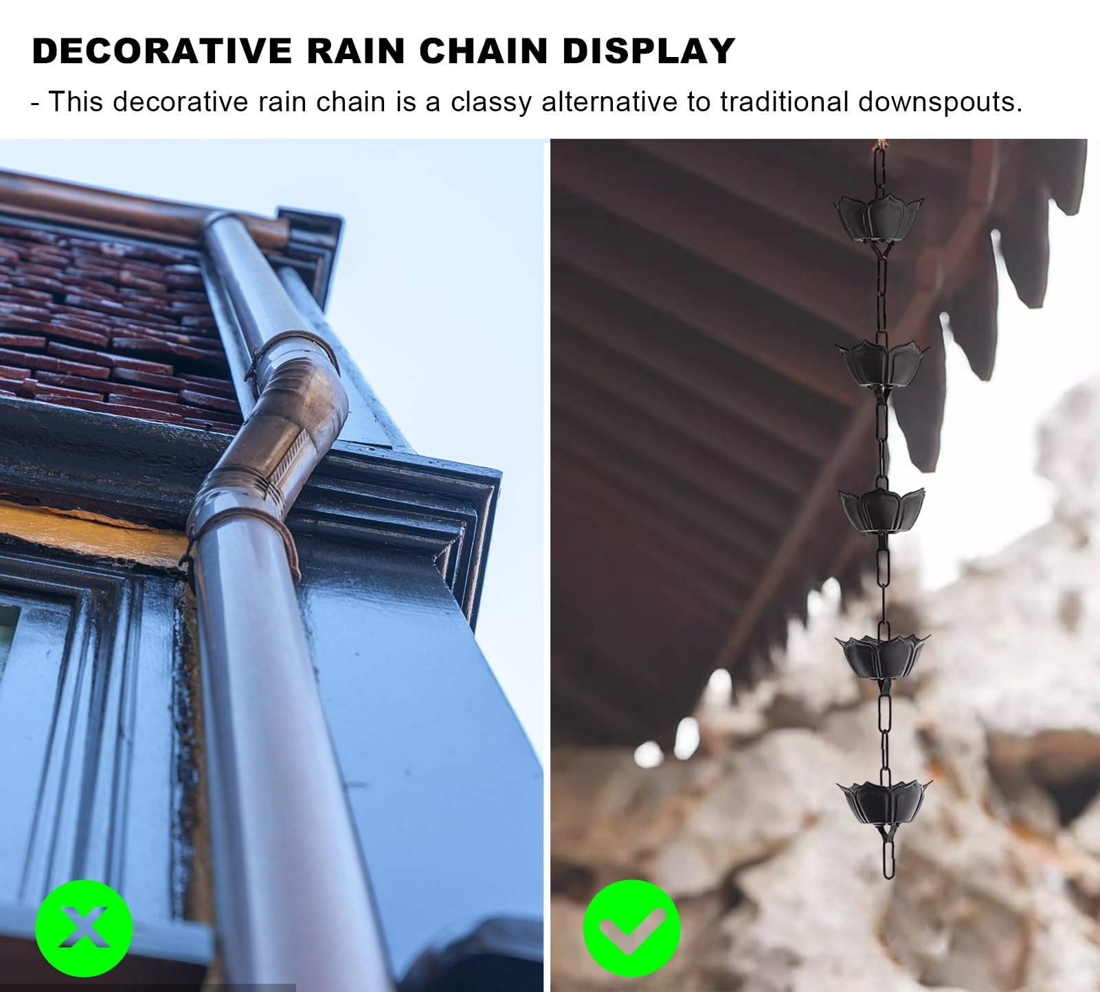 Rain Chain S, Roof Gutter Downspout/Spout Channel, Rainwater Water ...