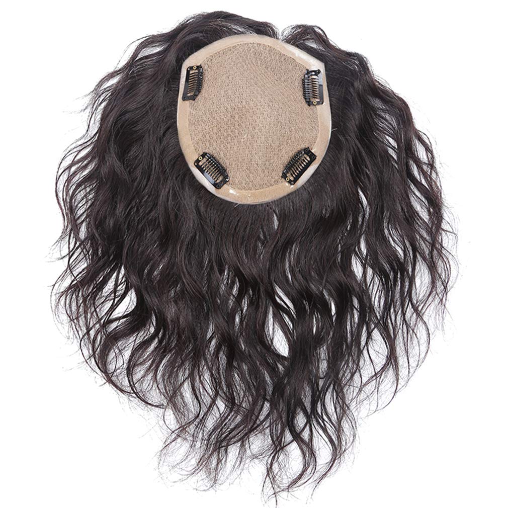 Amazon.com : Yanamy Curly Human Hair Toppers 5.5"x5.5" Silk Base Crown ...