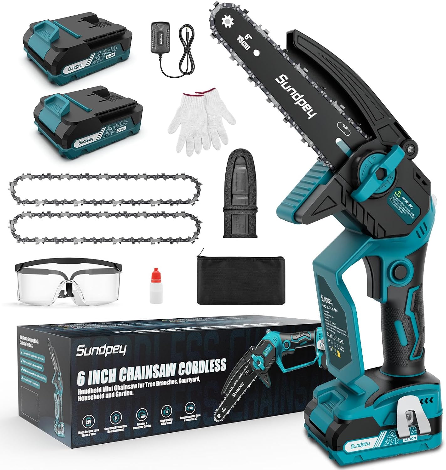 Amazon.com : Sundpey Mini Cordless Chainsaw - 6 Inch Handheld Electric ...