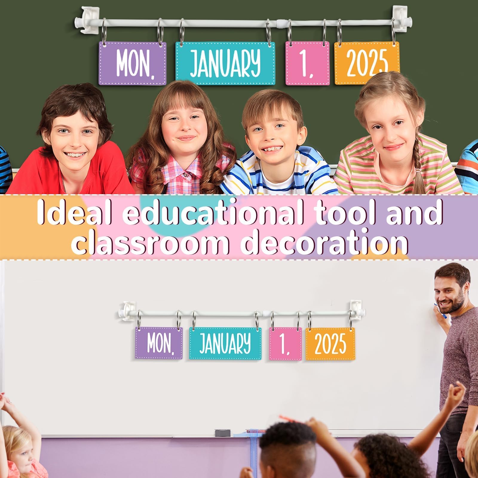 Daily Date Display Cards Classroom Flip Calendar For Bulletin Board ...