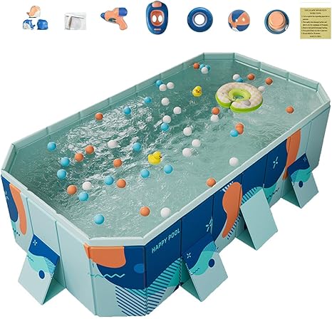 Amazon.com: Foldable Swimming Pool, Non-Inflatable Pools for Backyard ...