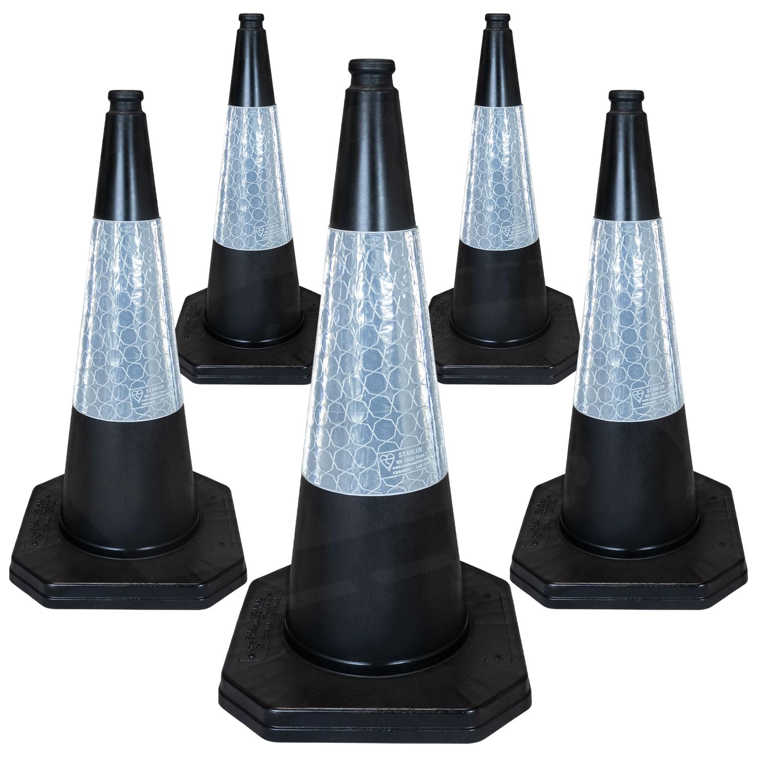 Street Solutions - 5 x 750mm Black Road Traffic Cones - Self Weighted ...