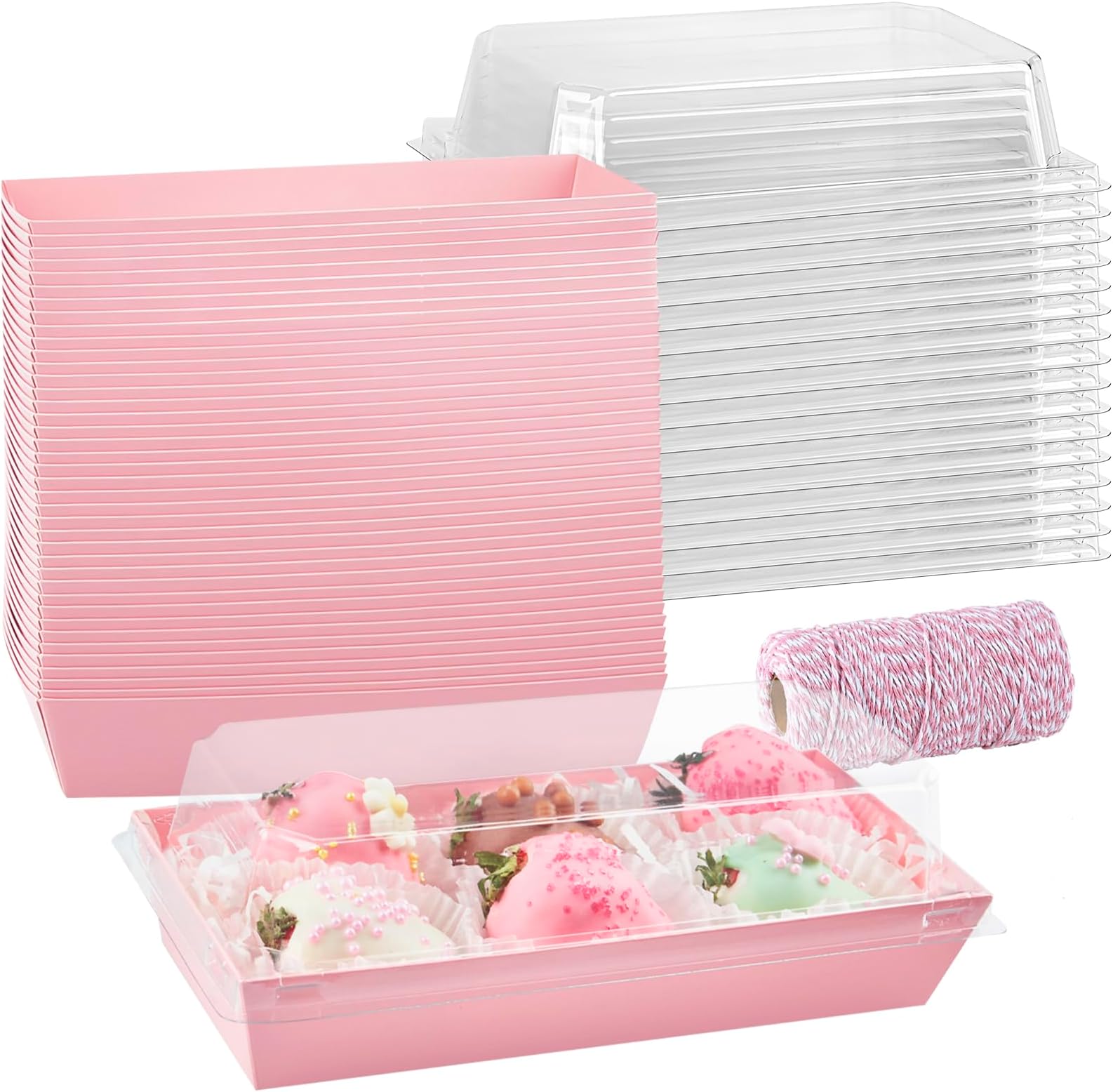 Amazon.com: 30-PACK Pink 7.4inch Square Charcuterie Box with Clear ...