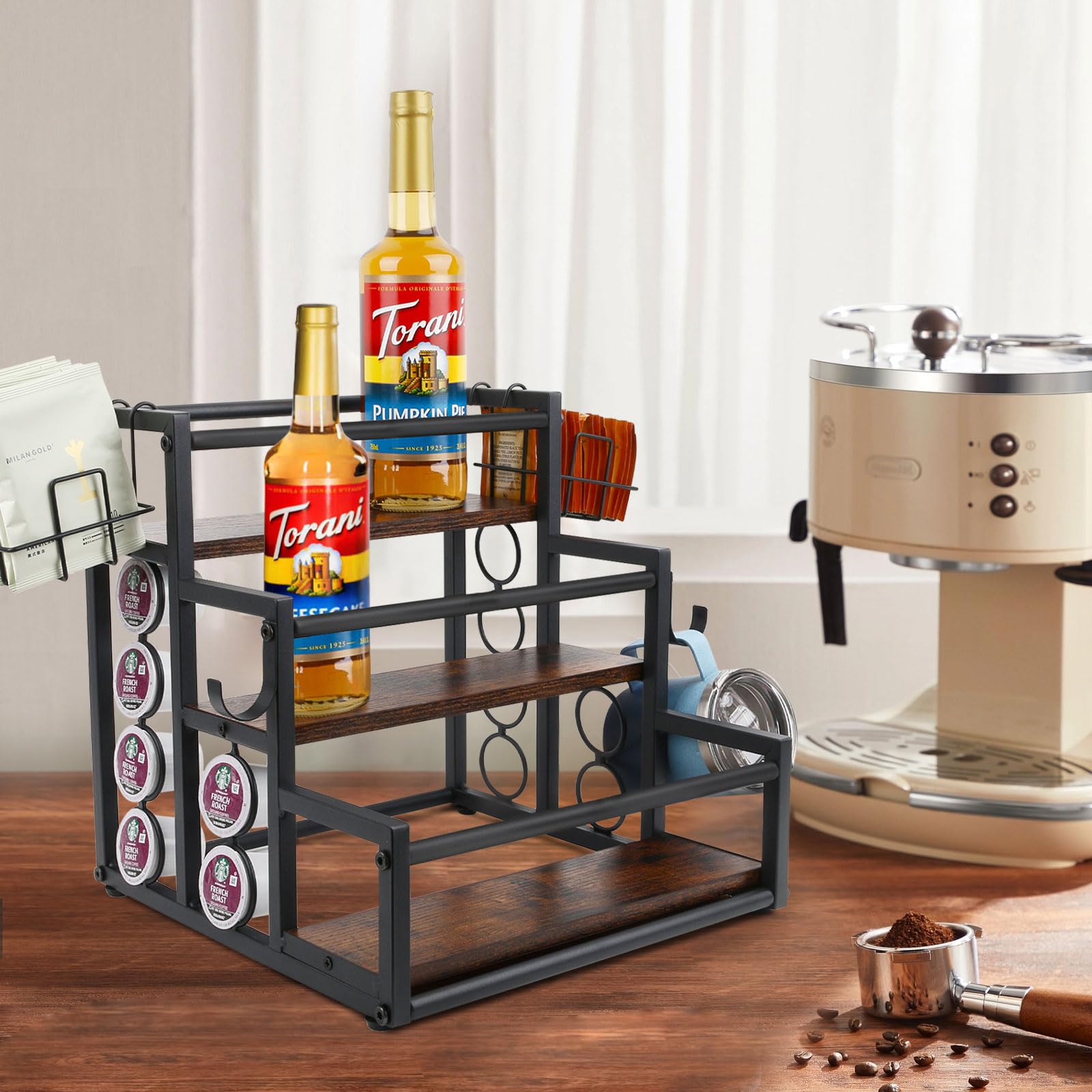 MOCAS Coffee Syrup Organizer 3-Tier Syrup Bottle Holder Stand with ...