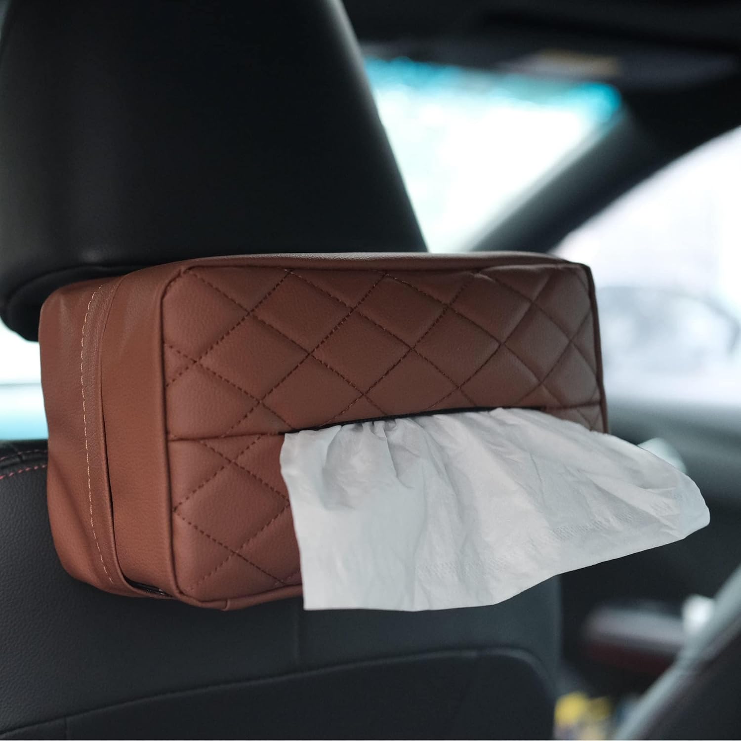 SENYAZON Car Tissue Holder, 120 Tissues Box Cover - Extra Large, Fits ...