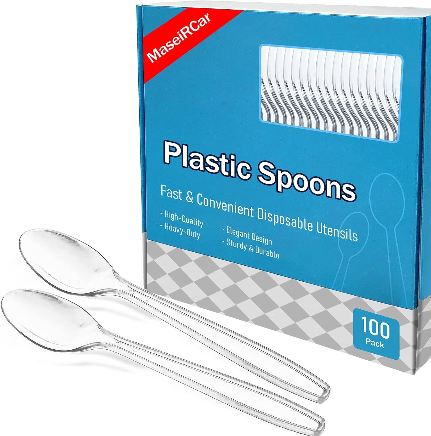 Amazon.com: MaseiRCar 6 inch Plastic Spoons Heavy Duty Utensils BPA ...