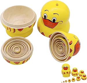 Pipihome Russian Nesting Dolls Toys Kit, Russian Dolls, Wooden Yellow ...