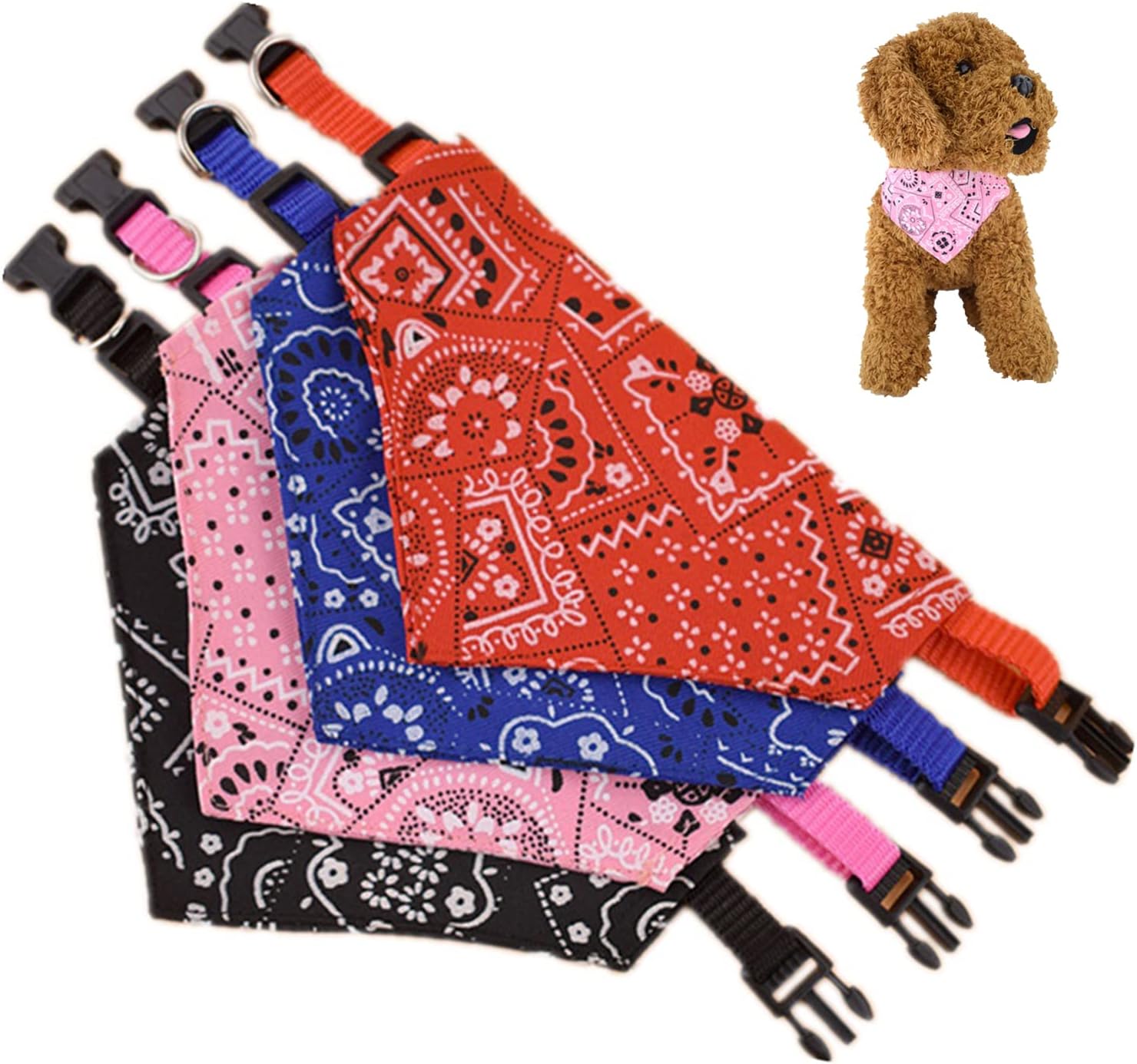 MeiyiZheng 4 Pcs Dog Bandanas, Personalised Dog Collars Pet Boho Scarf ...