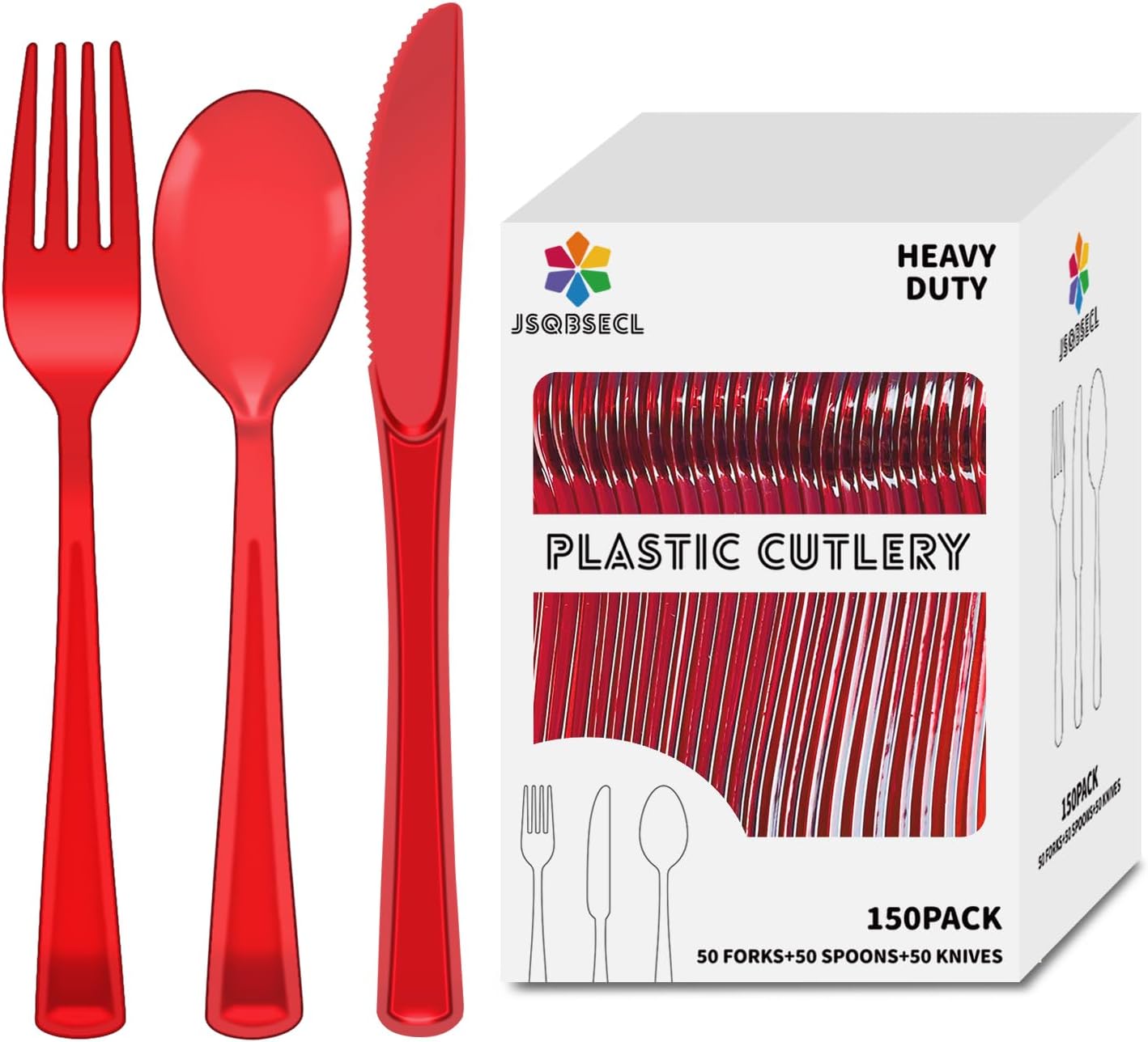 Amazon.com: 24-Piece Glitz Premium Plastic Cutlery Assortment, Red ...