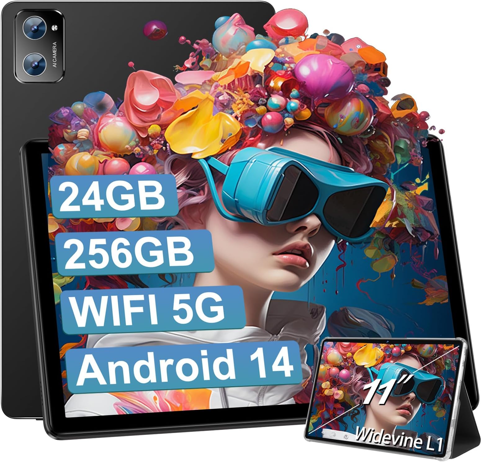 SUAAT Tablette 11 Pouces 2025 Nouvelle Android 14 Tablet 24Go RAM 256Go ...