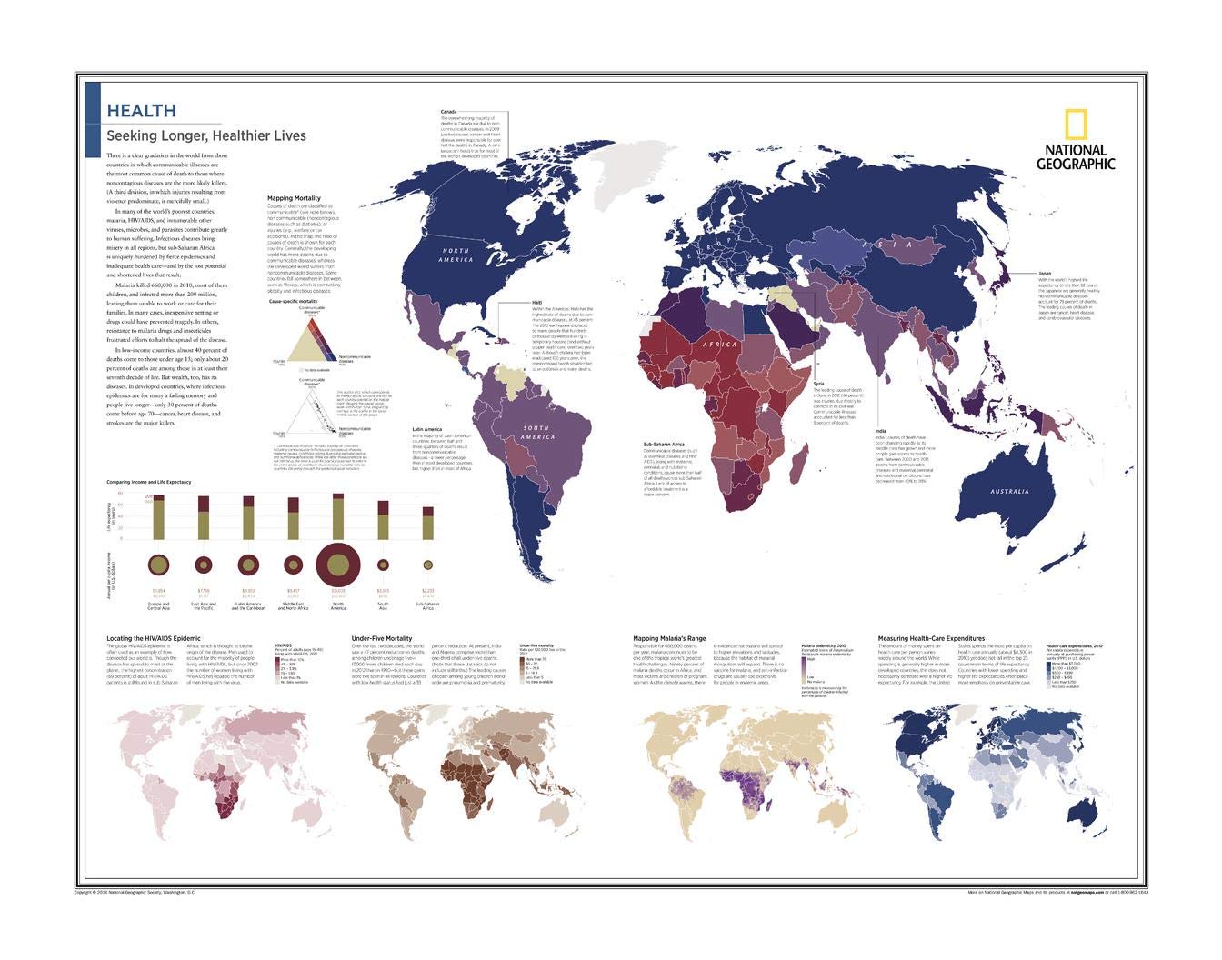 Amazon.com : National Geographic: World Human Health Wall Map - 28 x 22 ...