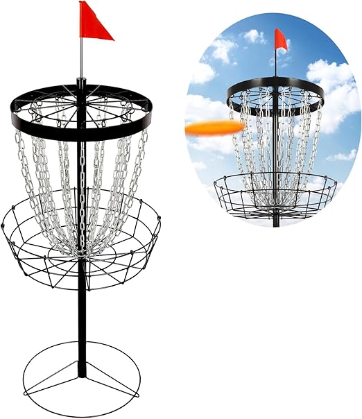 Nisorpa Disc Golf Basket 24-Chain Disc Golf Target Metal Frisbee Golf ...