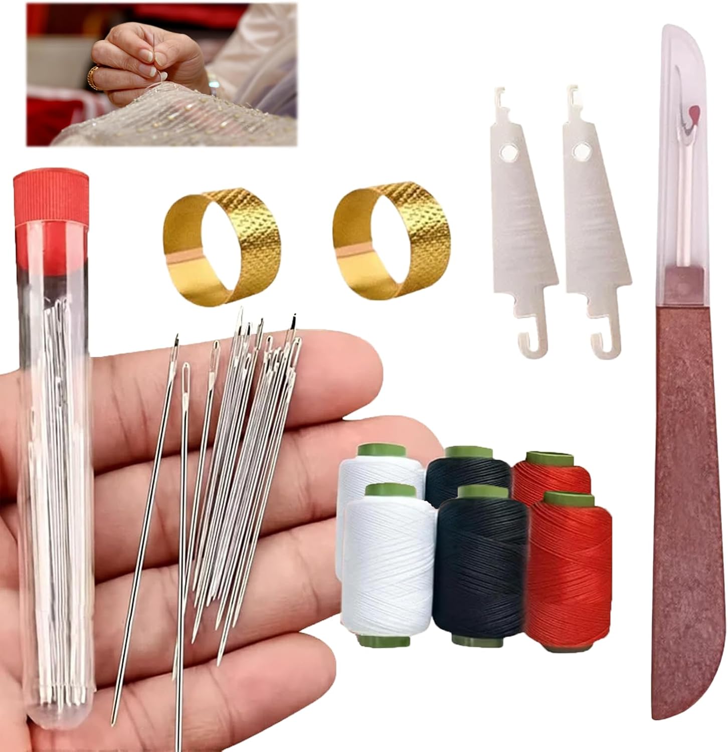 Amazon.com: Big Eye Steel Sewing Needles Kit, 37PCS Stainless Steel ...