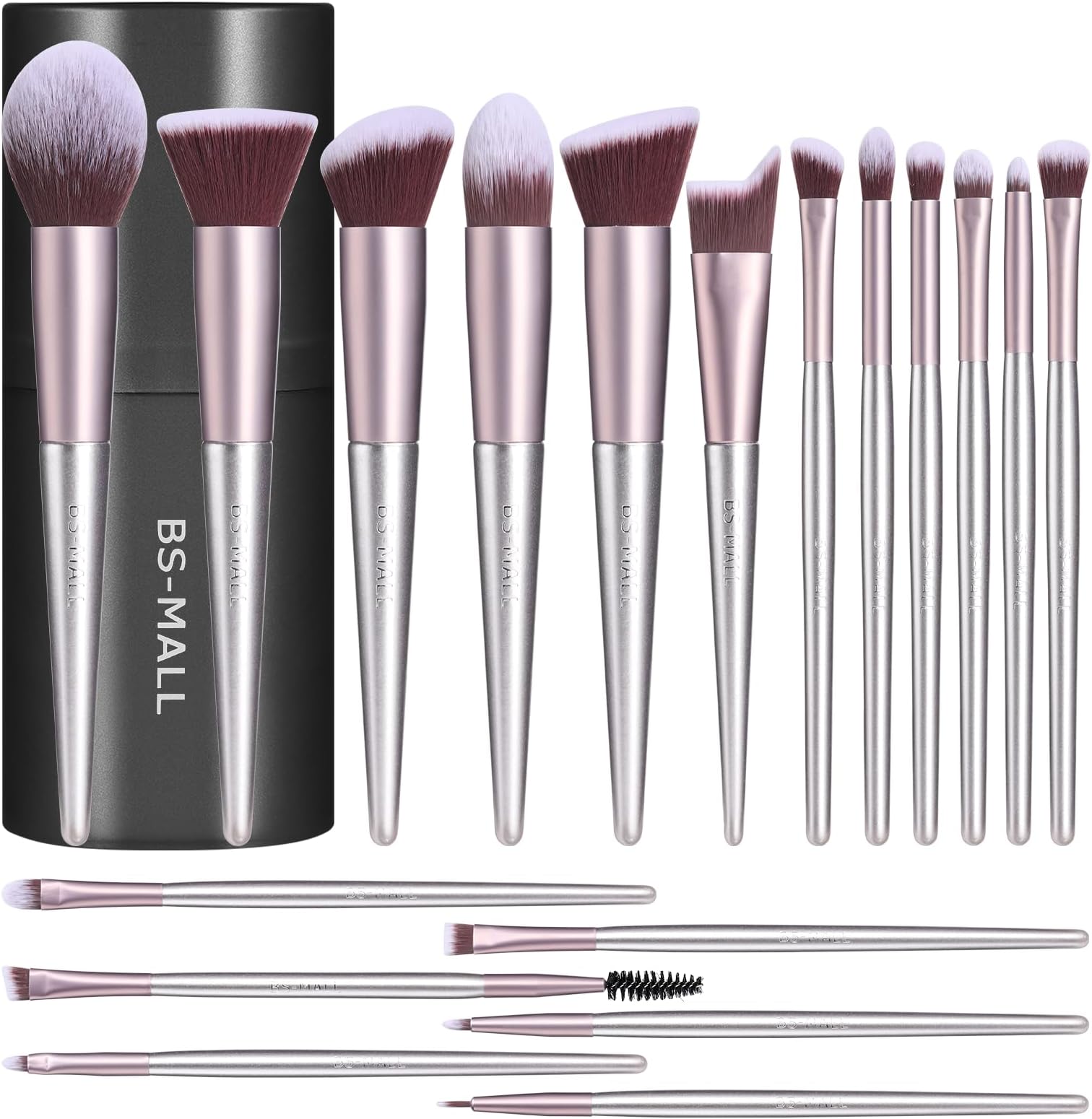 Amazon.com: BS-MALL Makeup Brush Set 18 Pcs Premium Synthetic Foundation Powder Concealers Eye ...