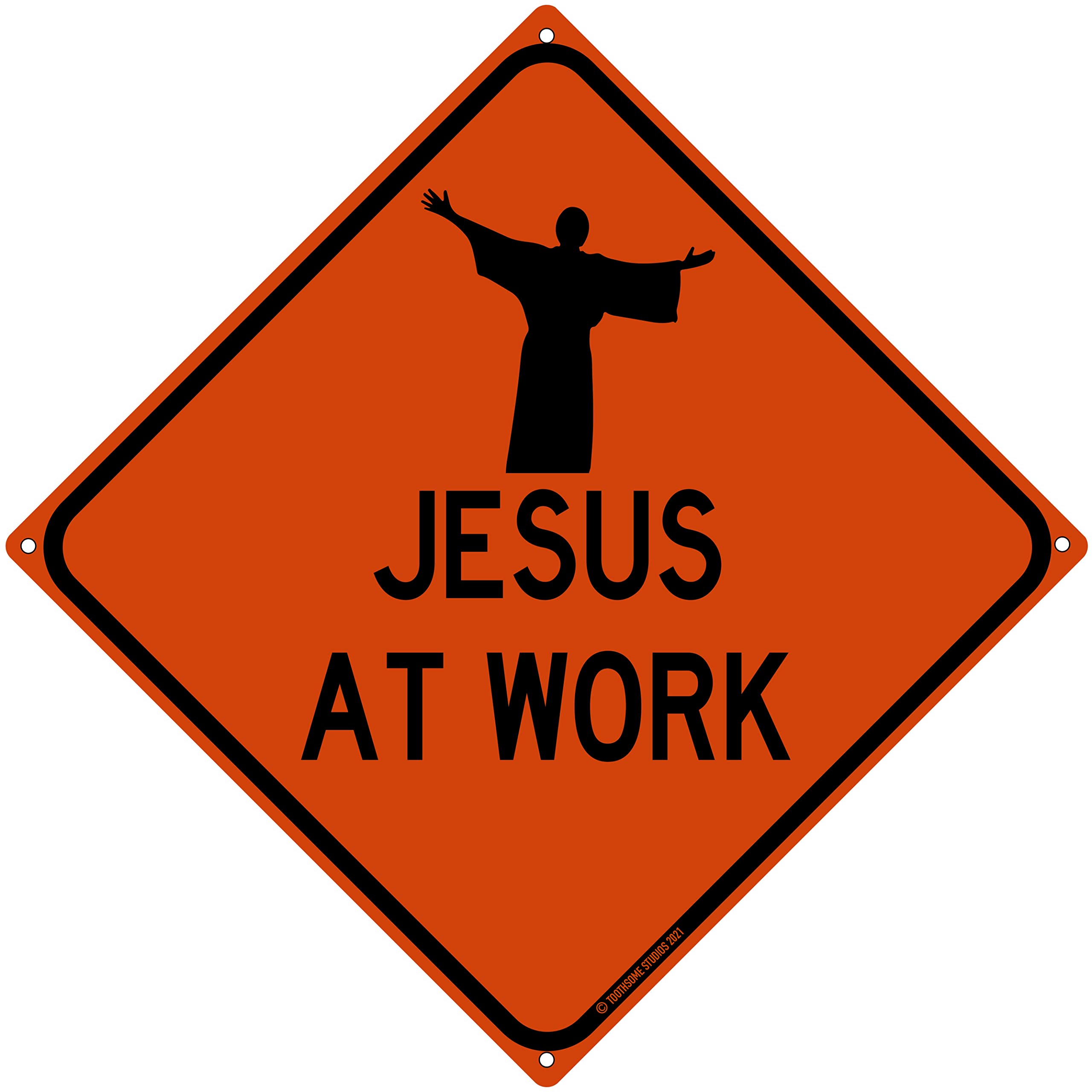 Amazon.com: Jesus At Work 12" x 12" Funny Tin Road Sign Christian Faith ...