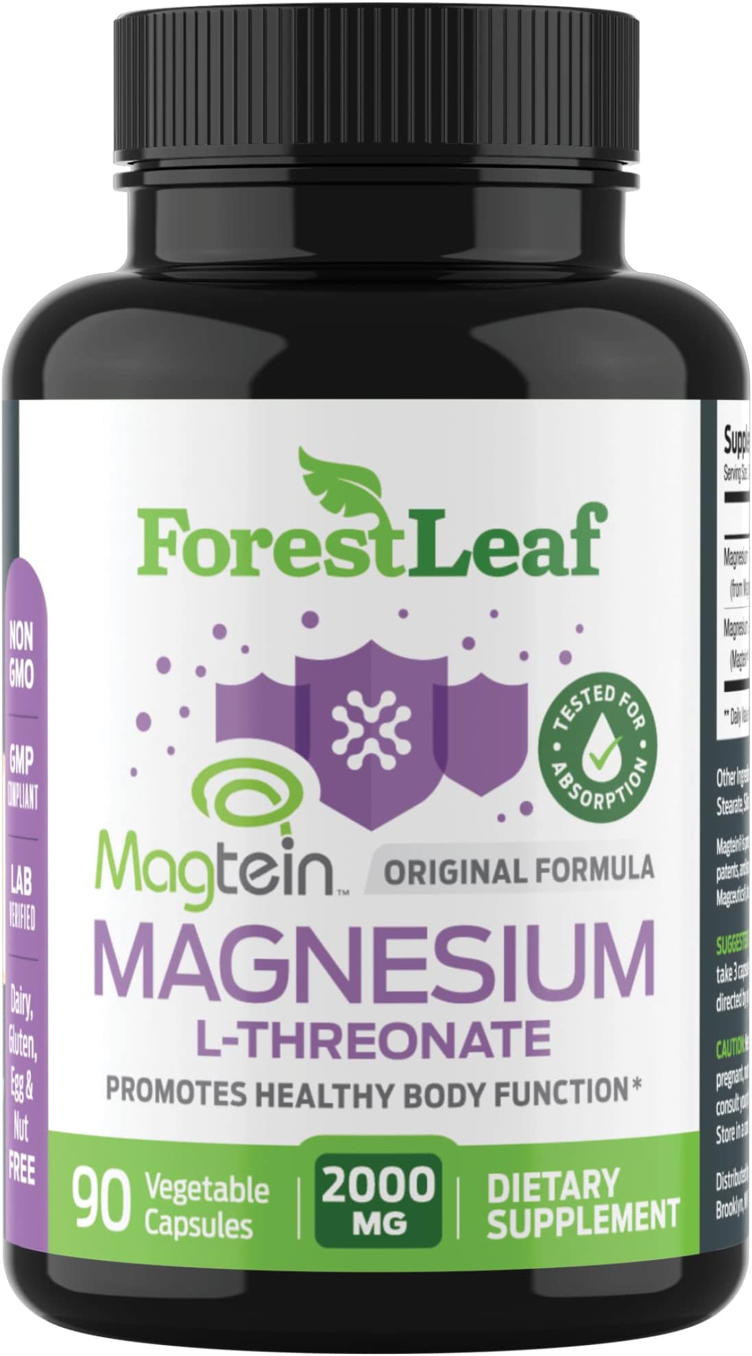 Amazon.com: Forest Leaf Magnesium L-Threonate Magtein Capsules - 2000mg ...