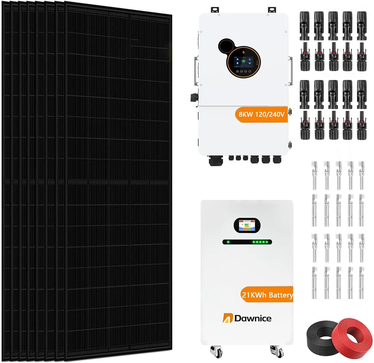 Amazon.com : Dawnice 11KW Hybrid Solar System Complete Kit with 8KW ...