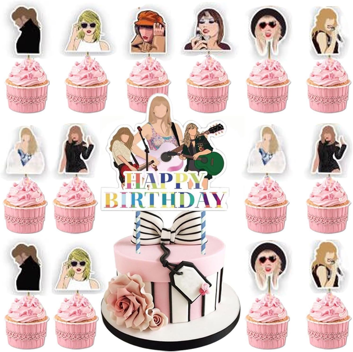 Amazon.com: ZitTRo 25Pcs Singer Birthday Cake Toppers,Singer Cake ...