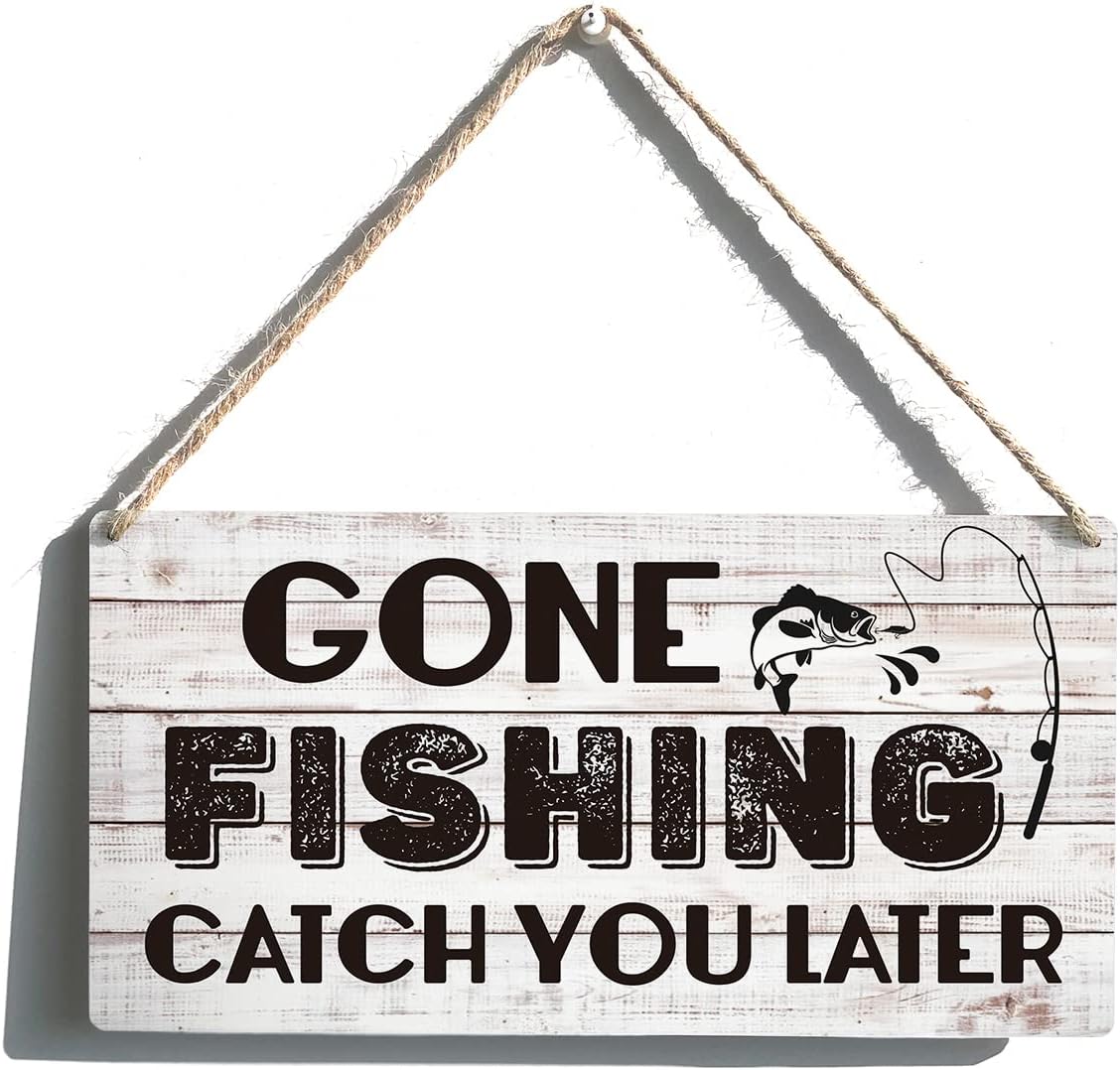 Amazon.com: Xiddxu Round Metal Tin Sign Rustic Wall Decor Fishing ...