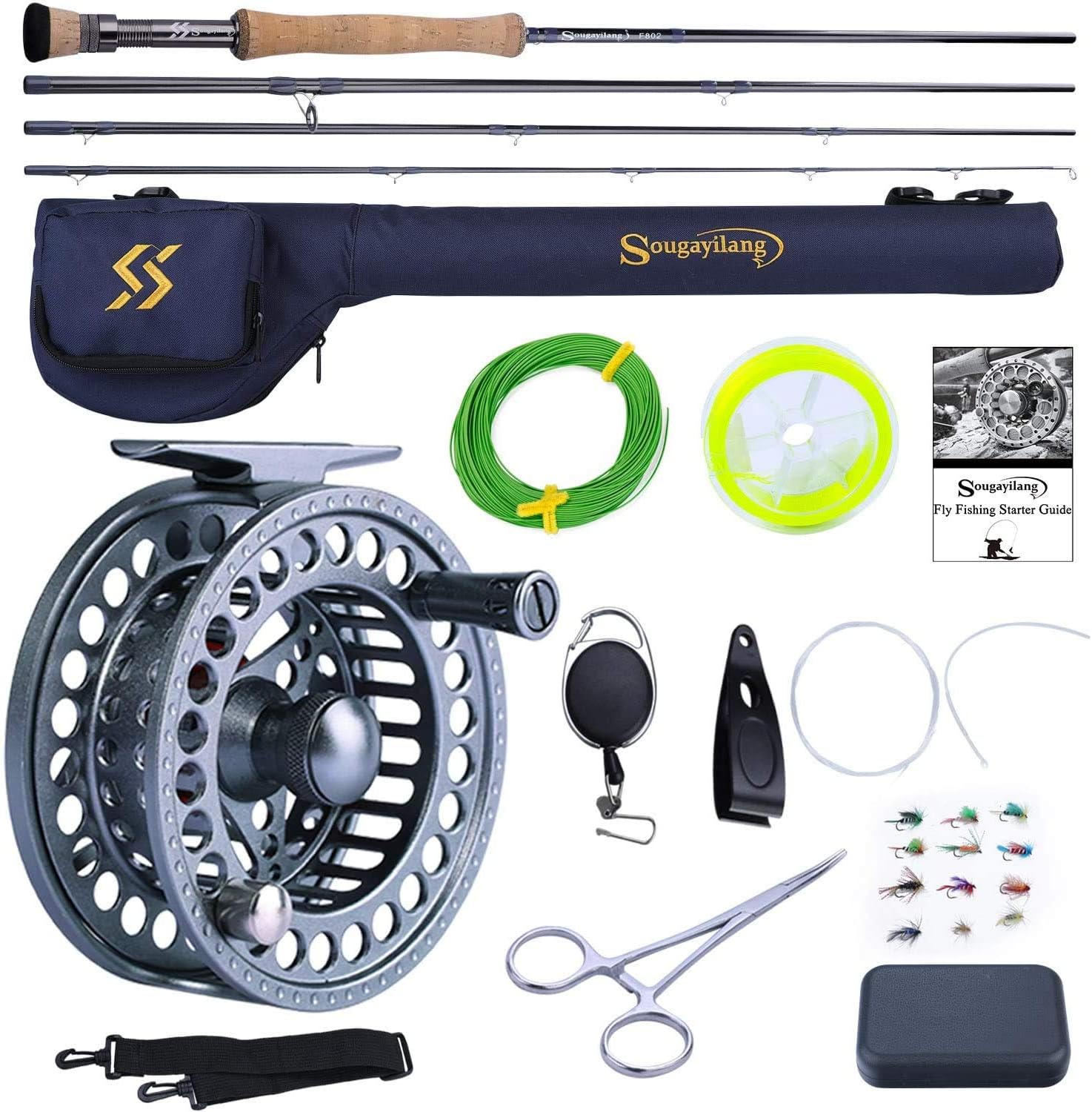QIONGHA 9' Fly Fishing Rod and Reel Combo with Carry Bag 10 Flies ...
