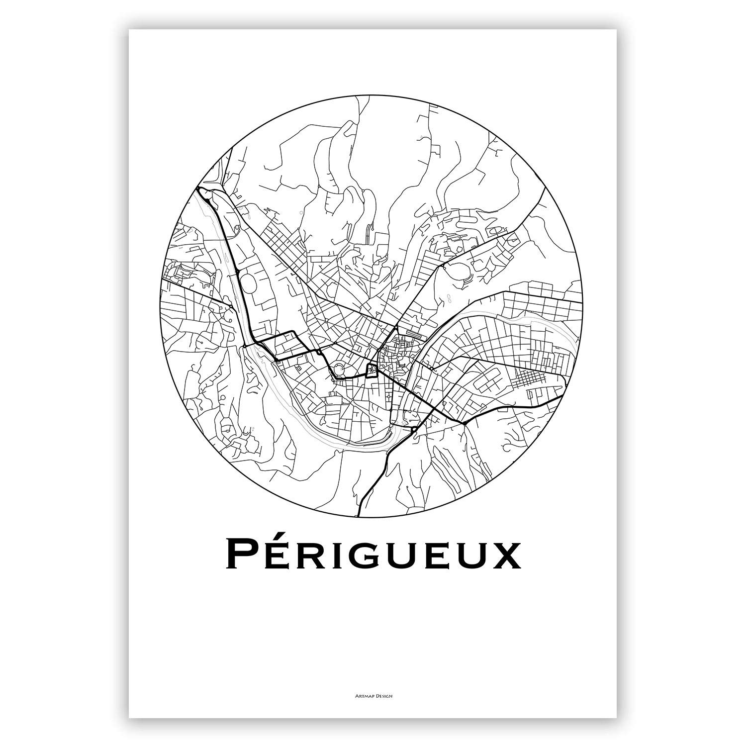 Affiche Périgueux France Minimalist Map - City Map, Poster, Plan de ...