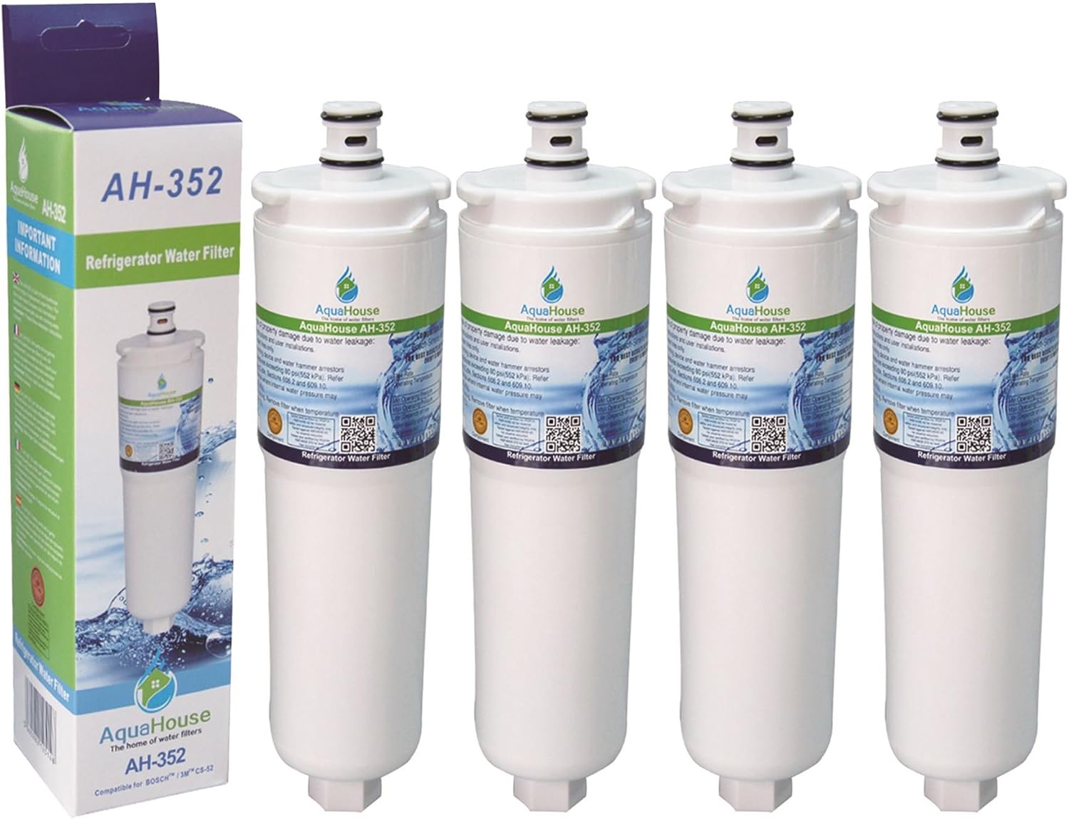4X AH-352A Compatible Water Filter for Abode taps Aquifier, can Replace ...