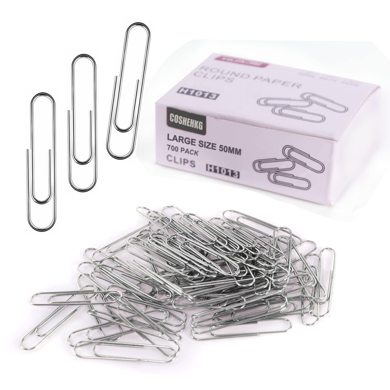 COSHEHKG 700Pcs Paper Clips 50mm，Large Size Clips Zinc Plated Clamps ...