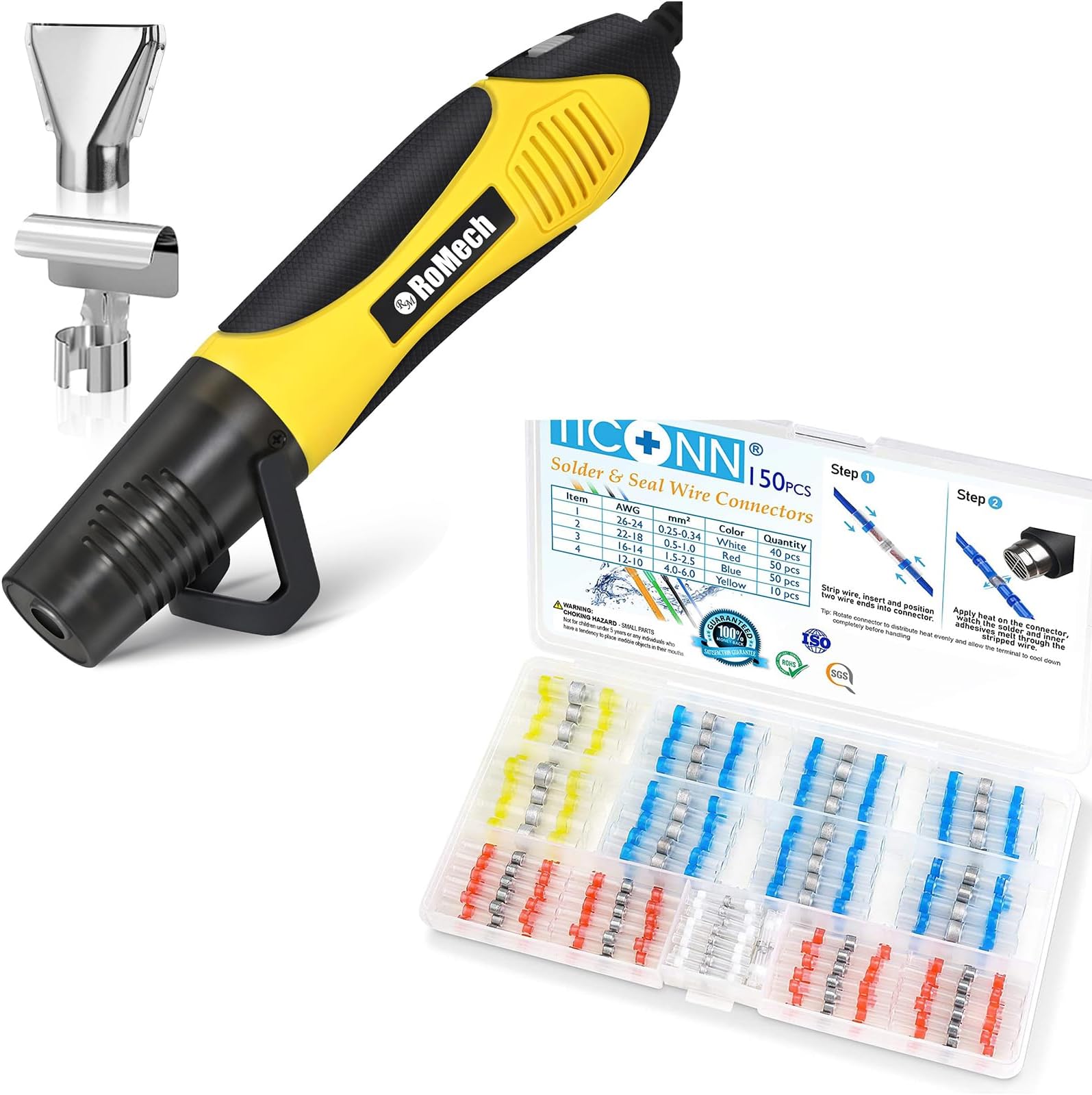 Amazon.com: 150 PCS Solder Seal Wire Connectors +350W Heat Gun with 2 ...