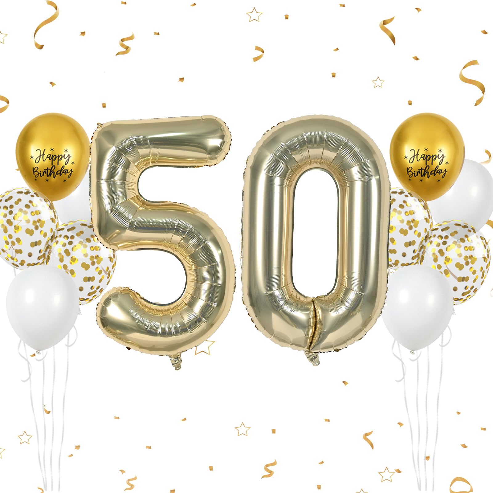 Amazon.com: 40 Inch Light Gold Number 50 Balloon, 50th Birthday ...