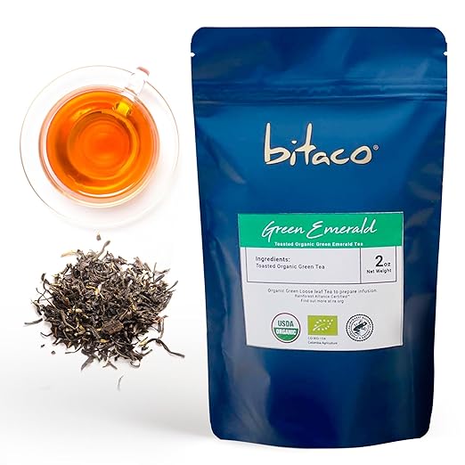 Amazon.com : Bitaco Loose Leaf Green Tea Emerald, Green Tea, Highly ...