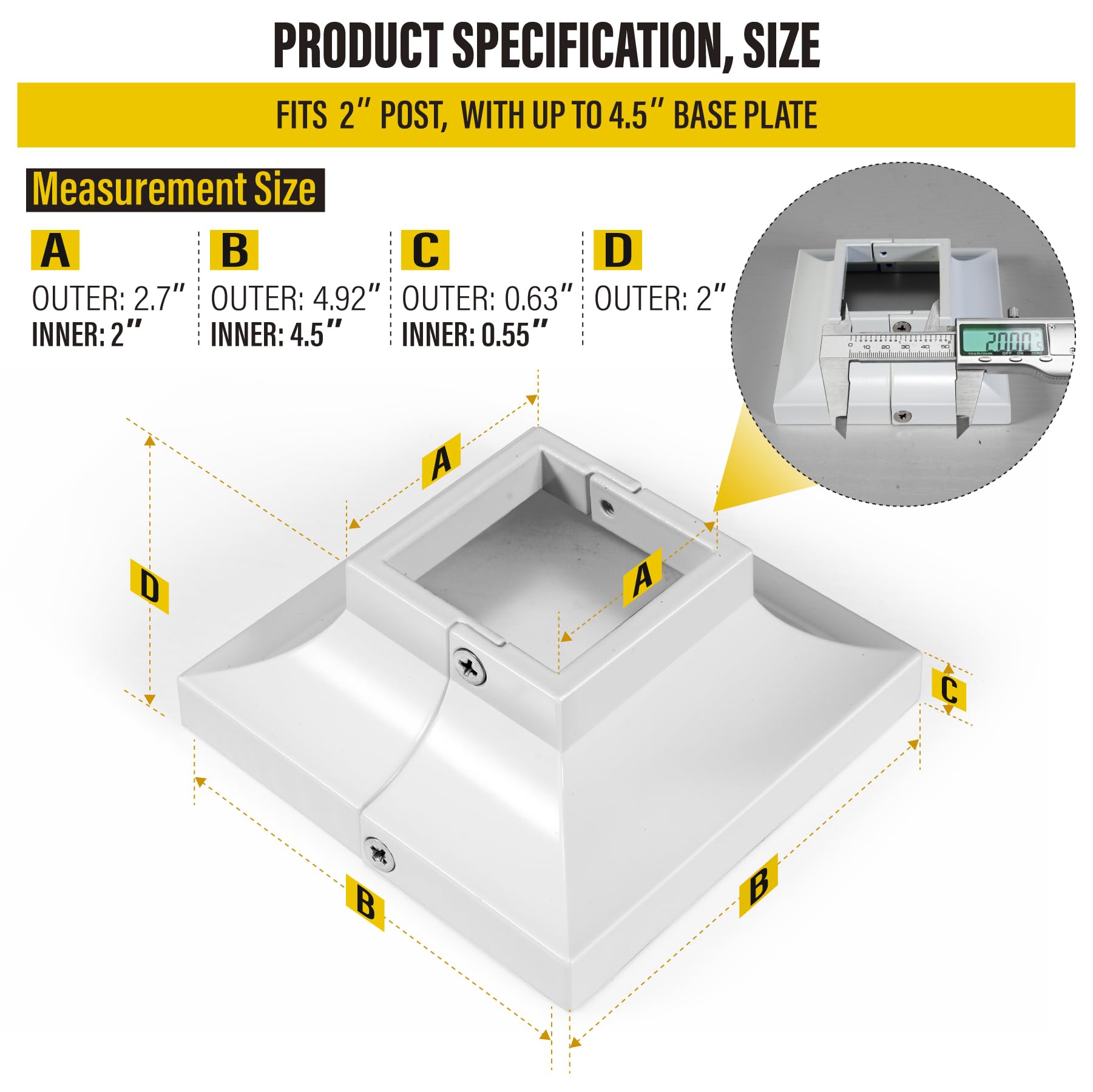 Snapklik.com : Epcee 8pcs Post 2" Aluminum Deck Post Base Cover, Post ...