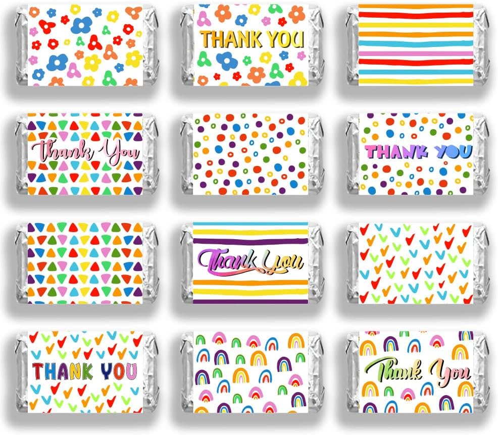 Amazon.com: arricraft 120 Pcs Thank You Mini Candy Bar Wrappers ...