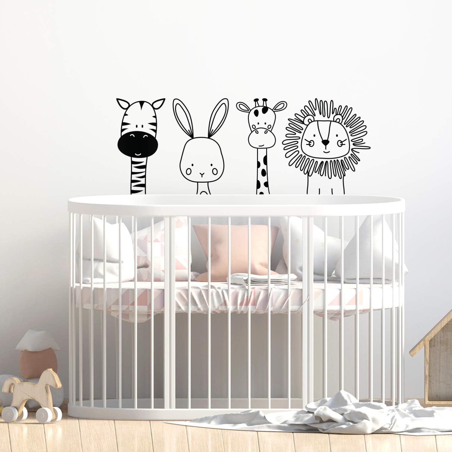 Amazon.com: Set of 4 Vinyl Wall Art Decal - Zebra Rabbit Giraffe Lion ...