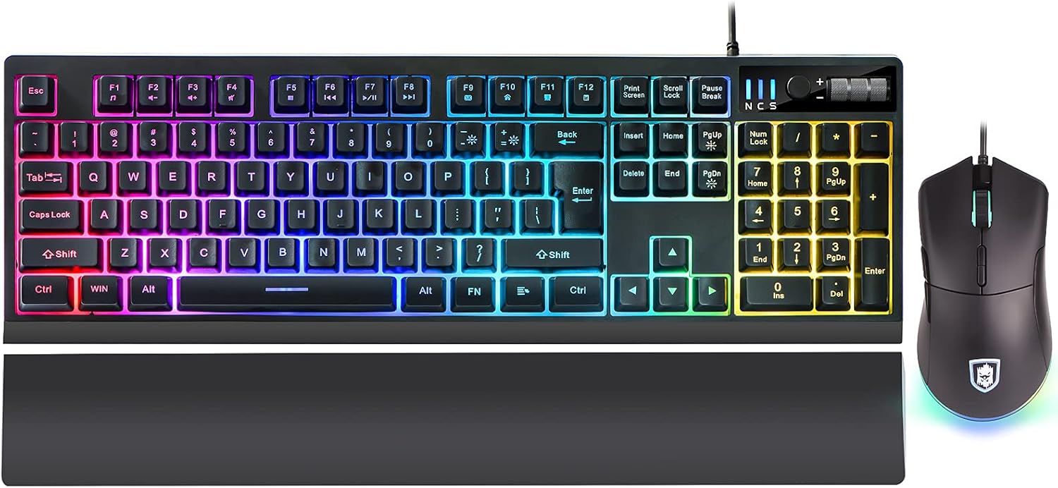 Black RGB Gaming Keyboard and Mouse Combo,RGB Backlit Gaming Keyboard ...