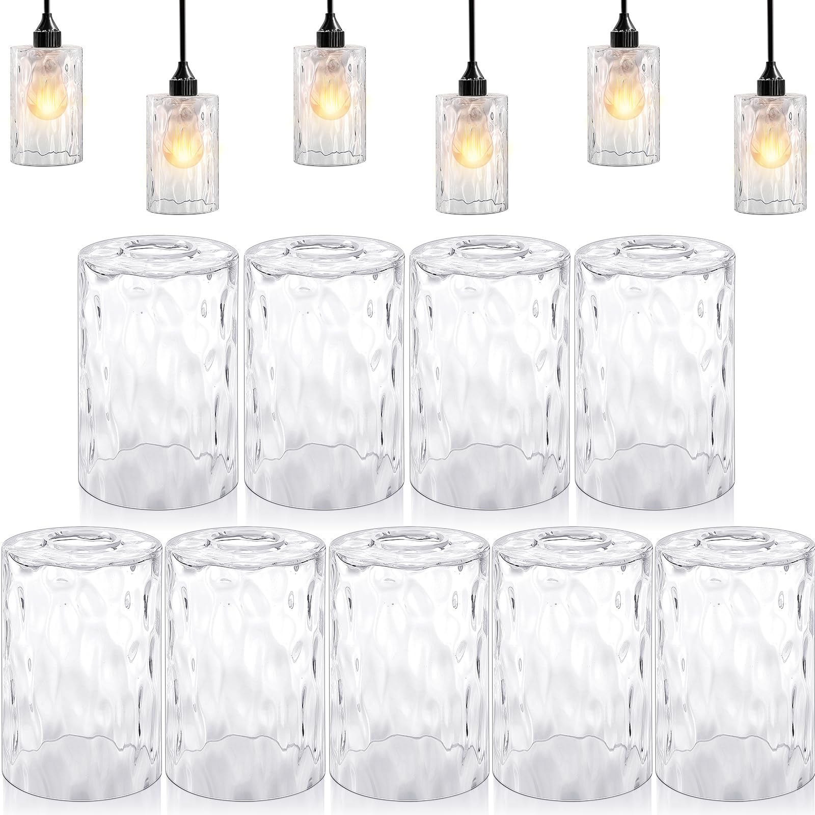 Retisee 8 Pcs Clear Seeded Glass Shade Cylinder Bubble Glass Lamp Shade ...