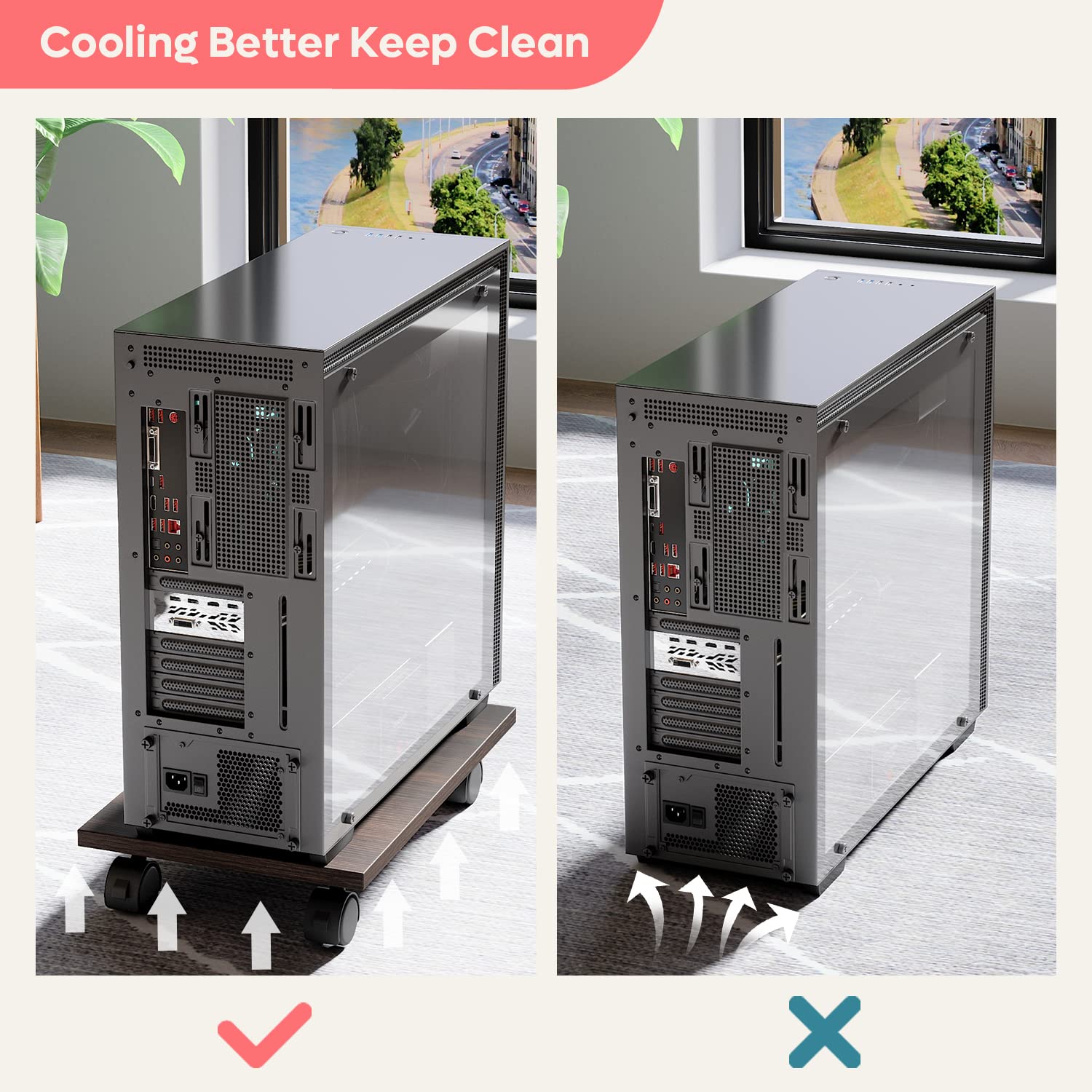 Bestier CPU Stand Computer Tower Stand Cart Floor PC Stand CPU Holder ...