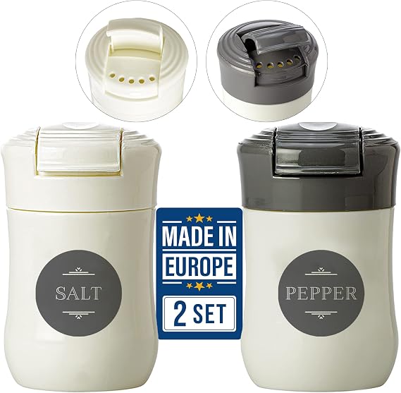 Crystalia Travel Salt and Pepper Shakers, Moisture Proof Set of 2, BPA ...