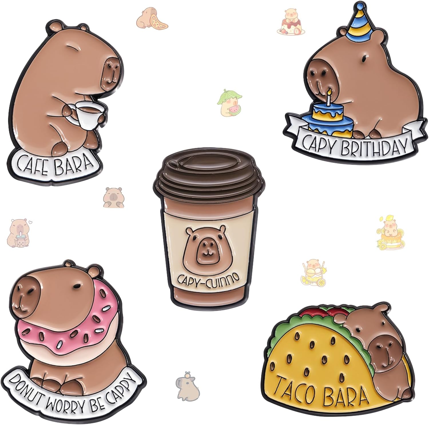 Amazon.com: JHCHUYI 5Pcs Cartoon Capybara Brooch, Cute Animal Enamel ...