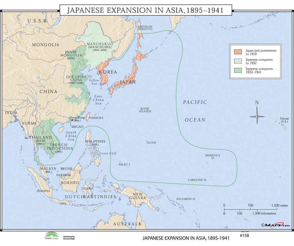 Japanese Expansion Asia (World History Wall Maps): Maps.com ...